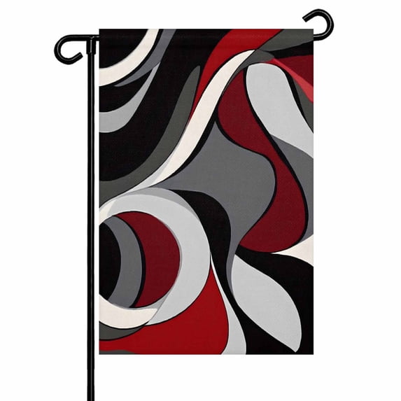 Abstract Twist Art Garden Flag 28x40 Inch Red and Black Classic Match ...