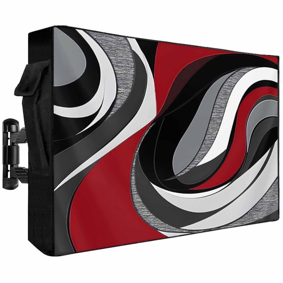 Abstract Twist Art Outdoor TV Cover 60 to 65 inch Black and Red Classic ...