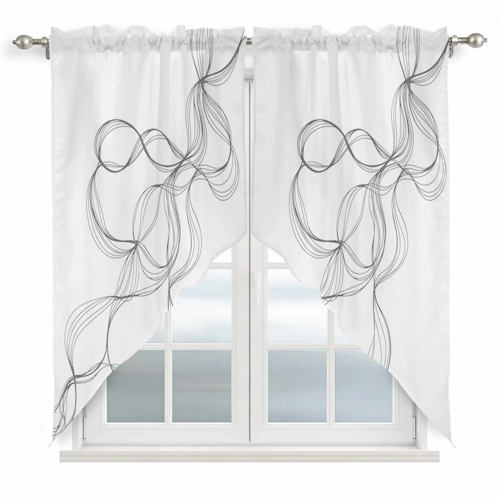 Abstract Twisted LineStripe Swag Curtain Valance for Window 2 Panels ...