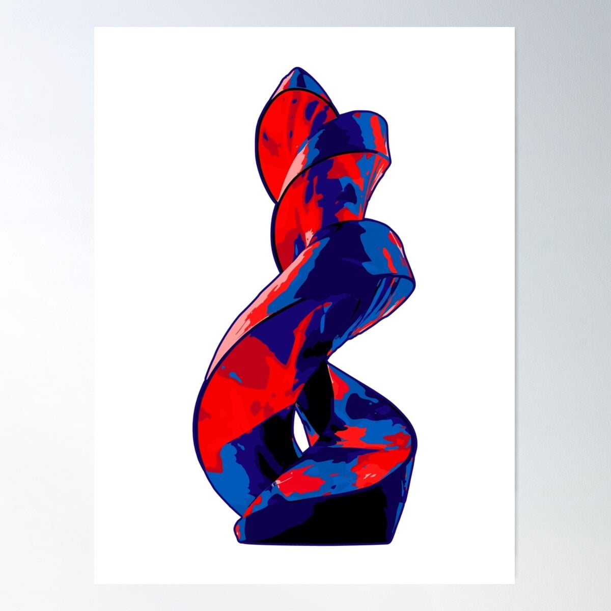 Abstract Twisted Ribbon Art In Red And Blue Poster Wall Art, Modern ...