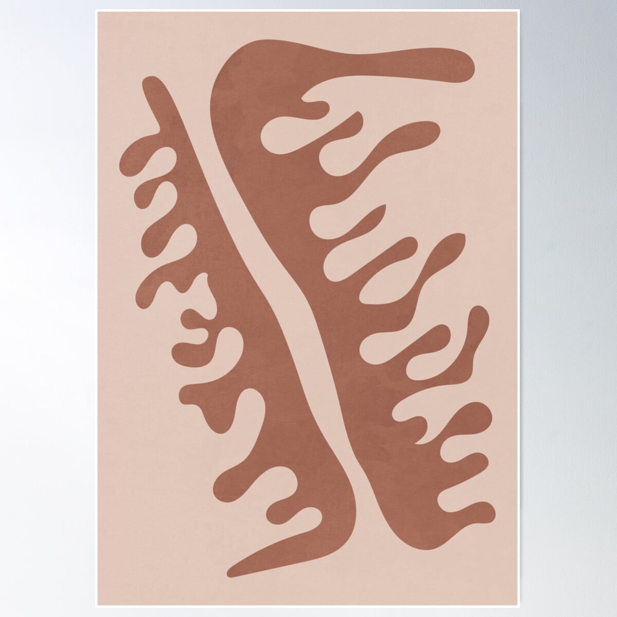 Abstract Two Wavy Leaves In Earth Tones Poster Wall Art Modern Wall ...