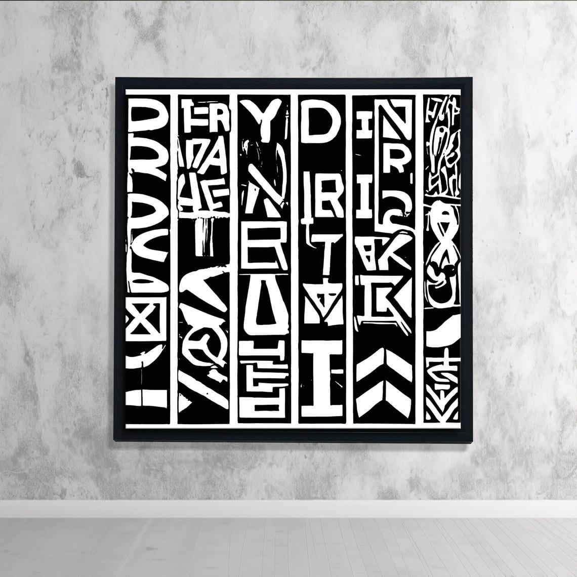 Abstract Typography Wall Art, Black White Print, Modern Graffiti ...