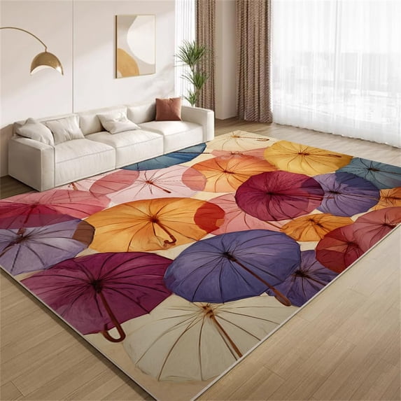 Abstract Umbrella Area Rugs, Colorful Pattern Carpet, Washable Non Slip ...