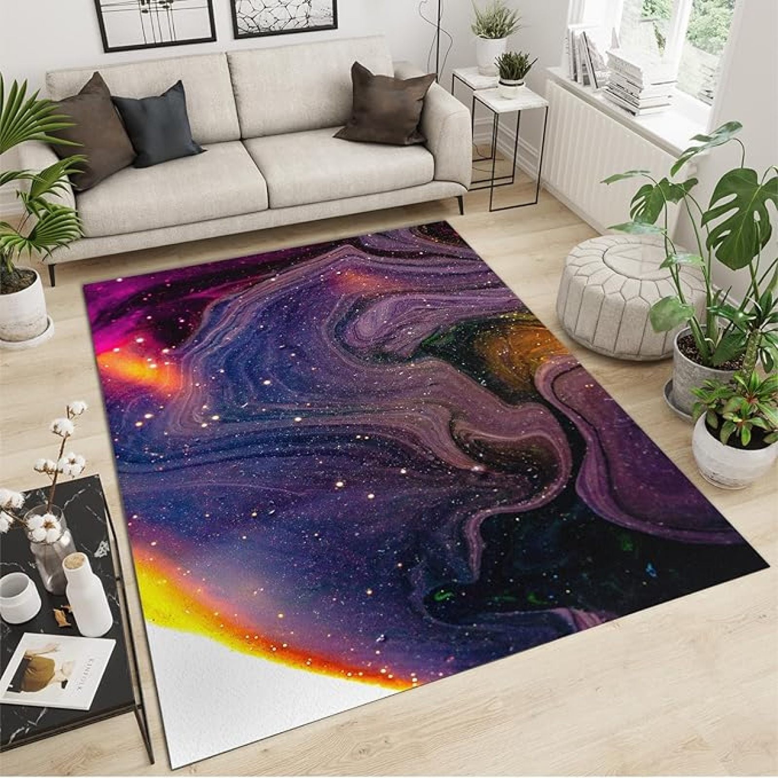 Abstract Universe Starry Sky Area Rug,Universe Indoor Non Slip Kids ...
