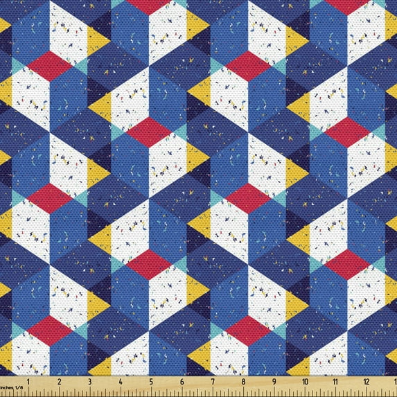 Abstract Upholstery Fabric by the Yard, Grunge Style Design of ...