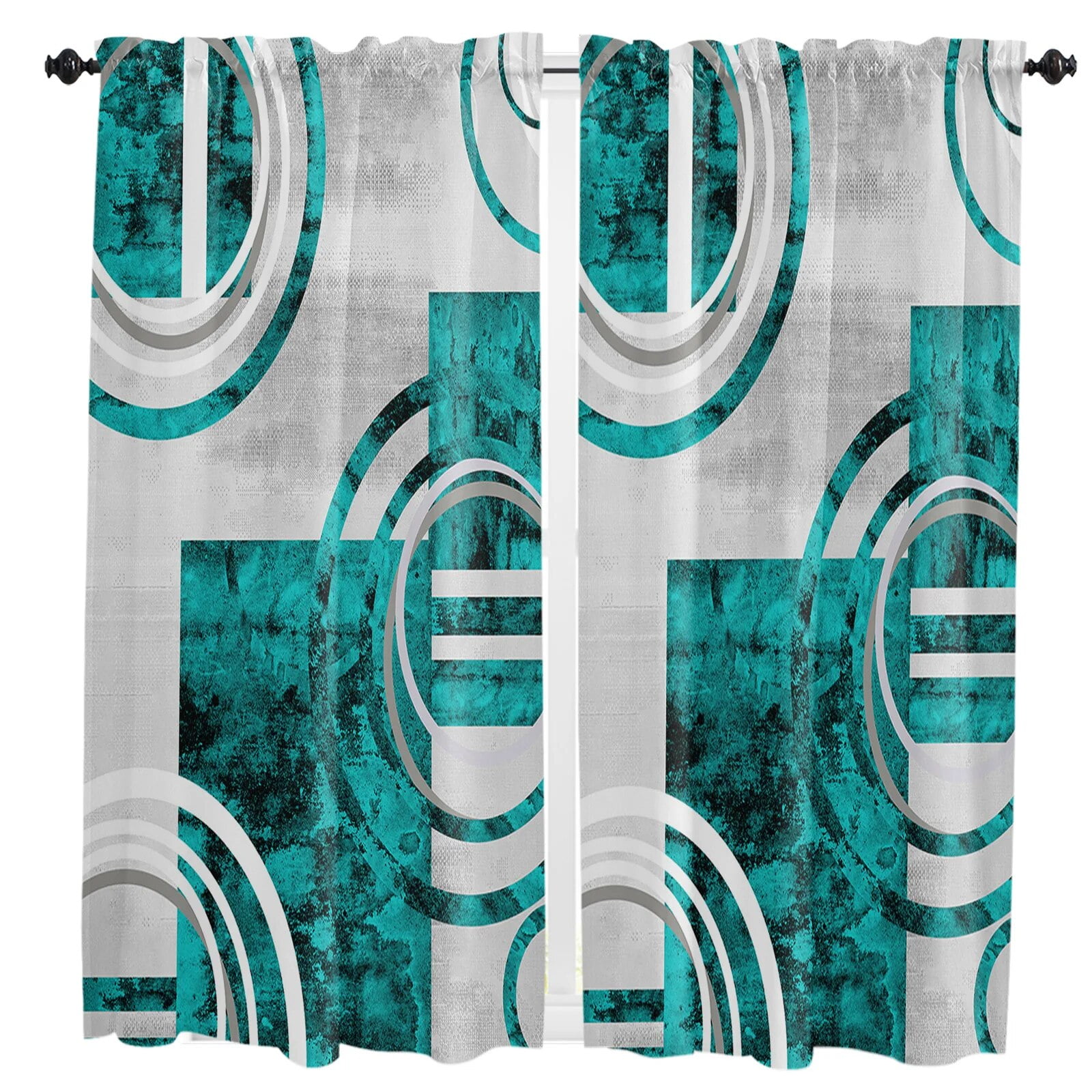 Abstract Urban Marble Small Curtain Rod Pocket Short Curtains Half ...