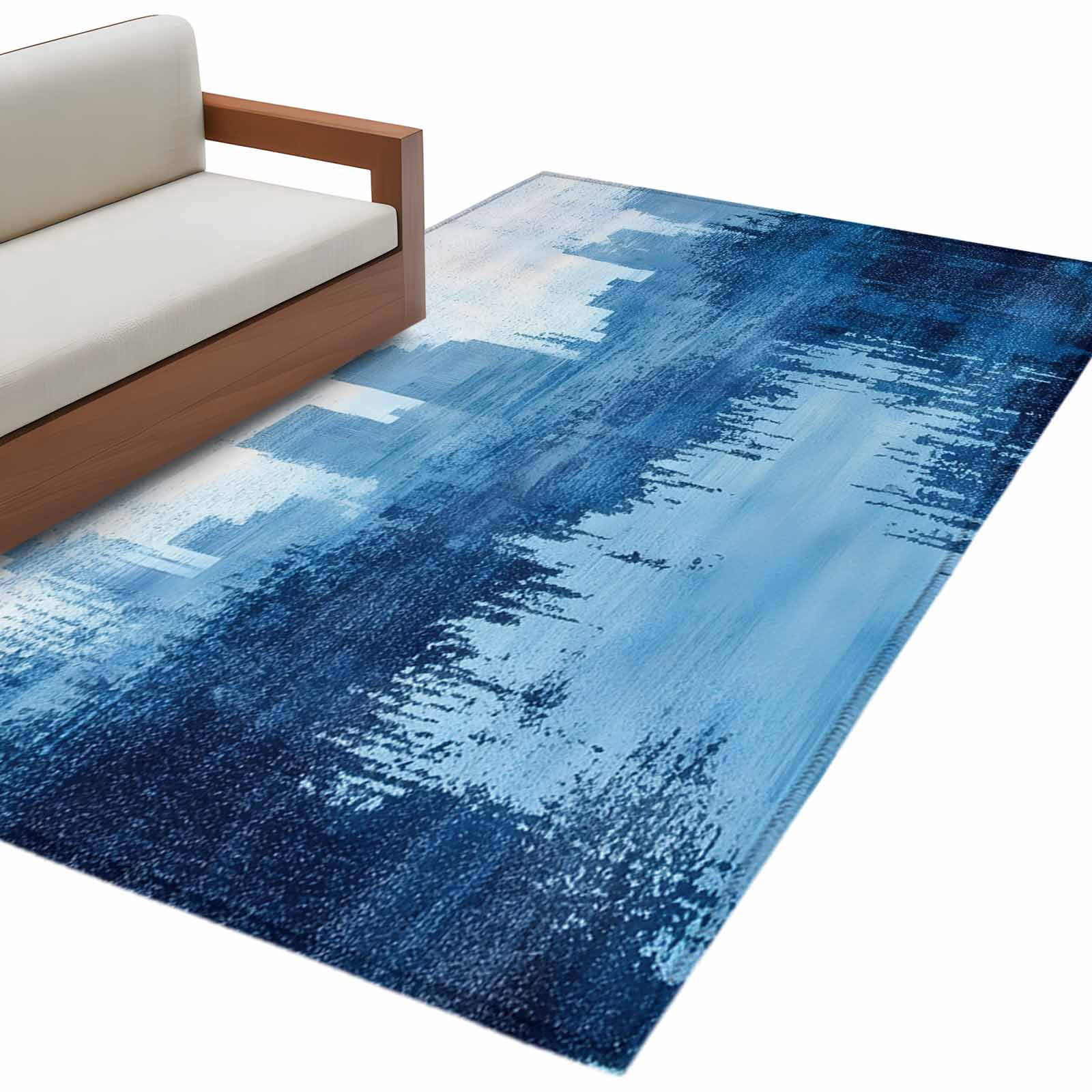 Abstract Urban Silhouette Area Rug 4x6ft Watercolor Blue Gary Building ...