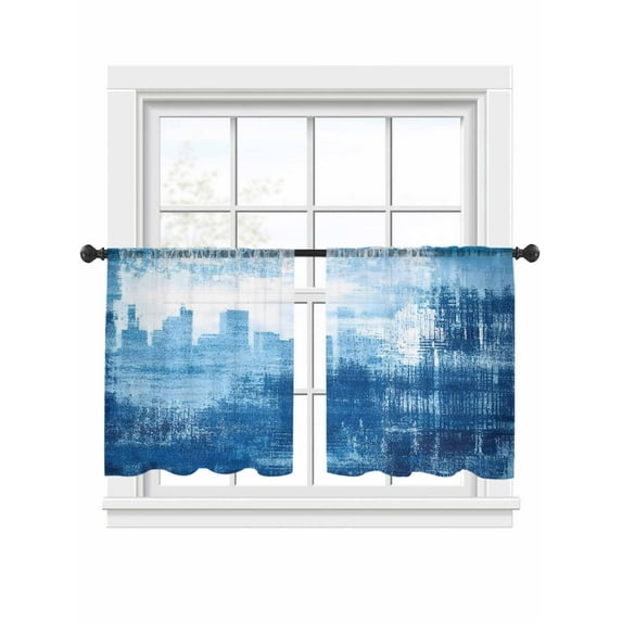 Abstract Urban Silhouette Sheer Curtains for Living Room Bedroom, Light ...