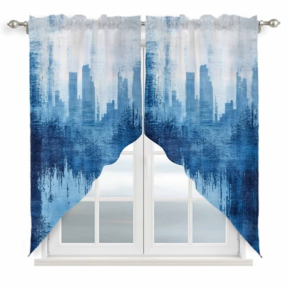 Abstract Urban Silhouette Swag Curtain Valance for Window 2 Panels ...