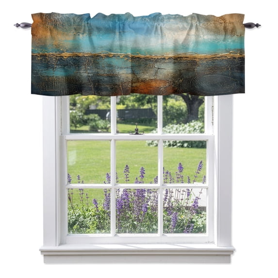 Abstract Valance Curtain 1 Panel, Blue Gray Textured Landscape ...