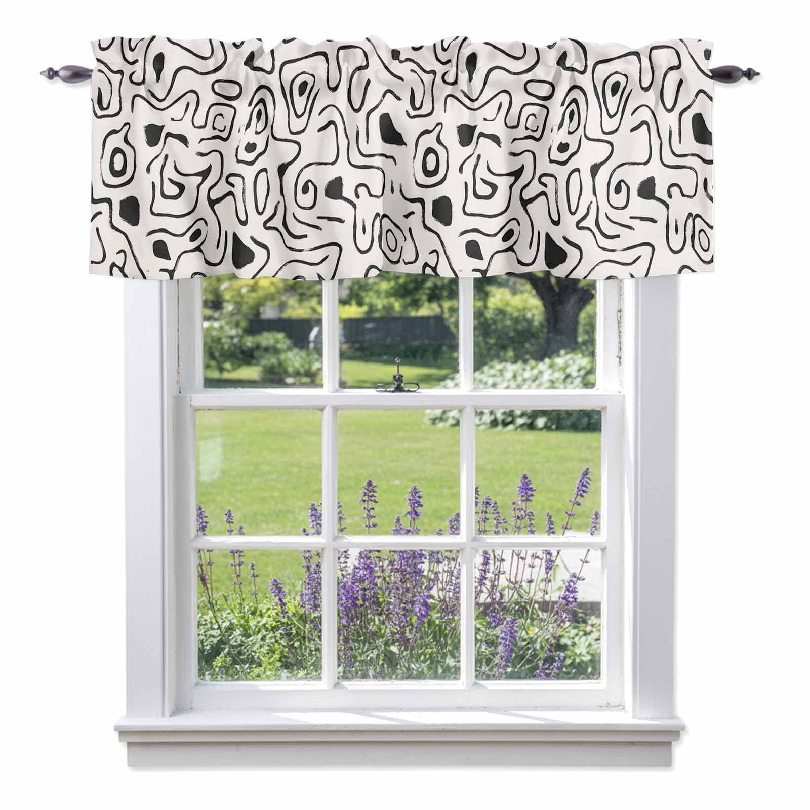 Abstract Valances for Windows Black and White Fluid Lines Modern ...