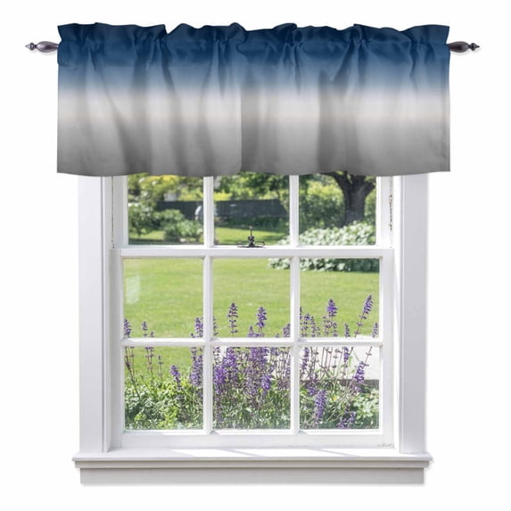 Abstract Valances for Windows, Blue Grey Gradient Modern Art Rod Pocket ...