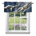 Abstract Valances for Windows, Blue Ink Gold Foiling Ocean Waves Luxury ...