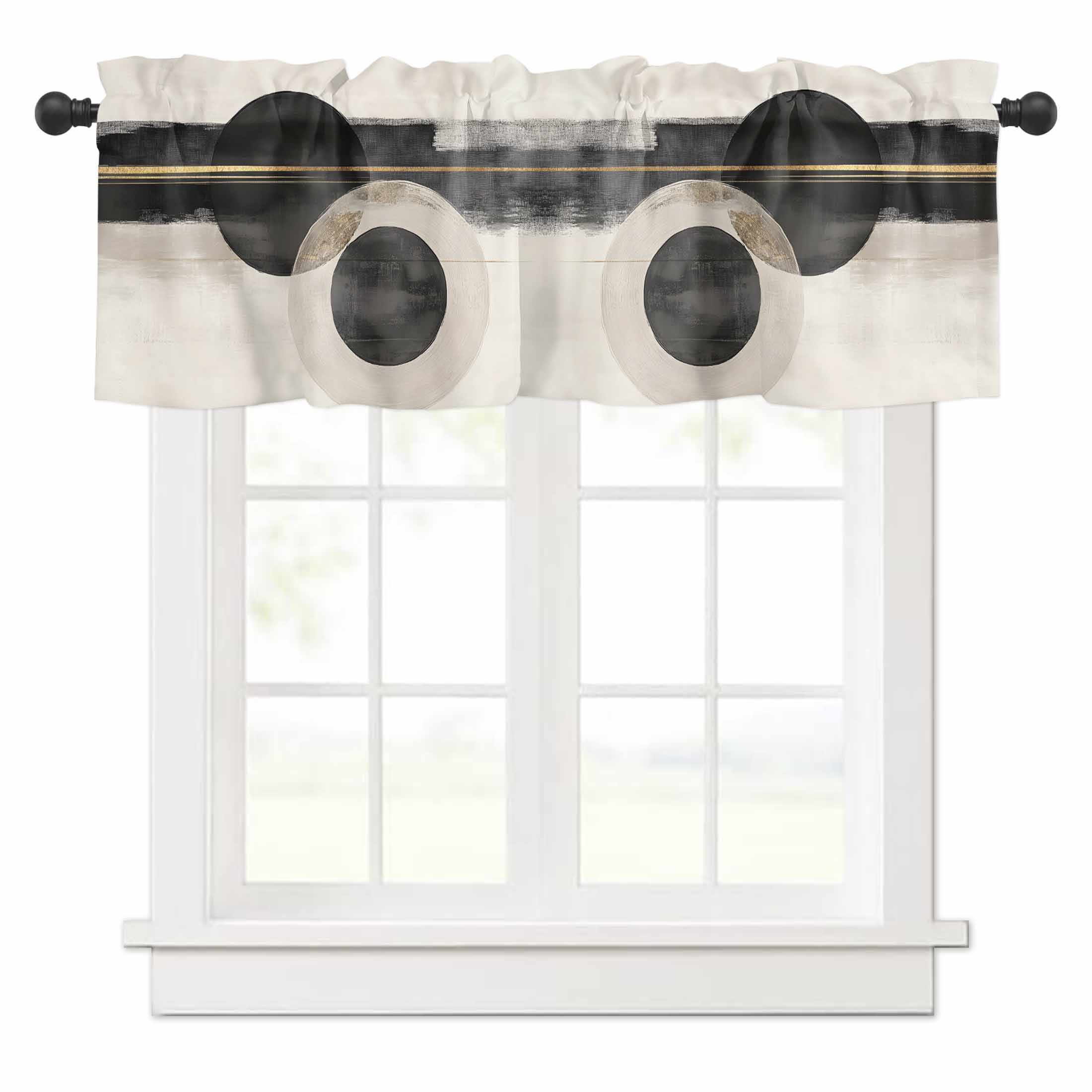 Abstract Valances for Windows Mottled Geometric Black Gold Stripe ...