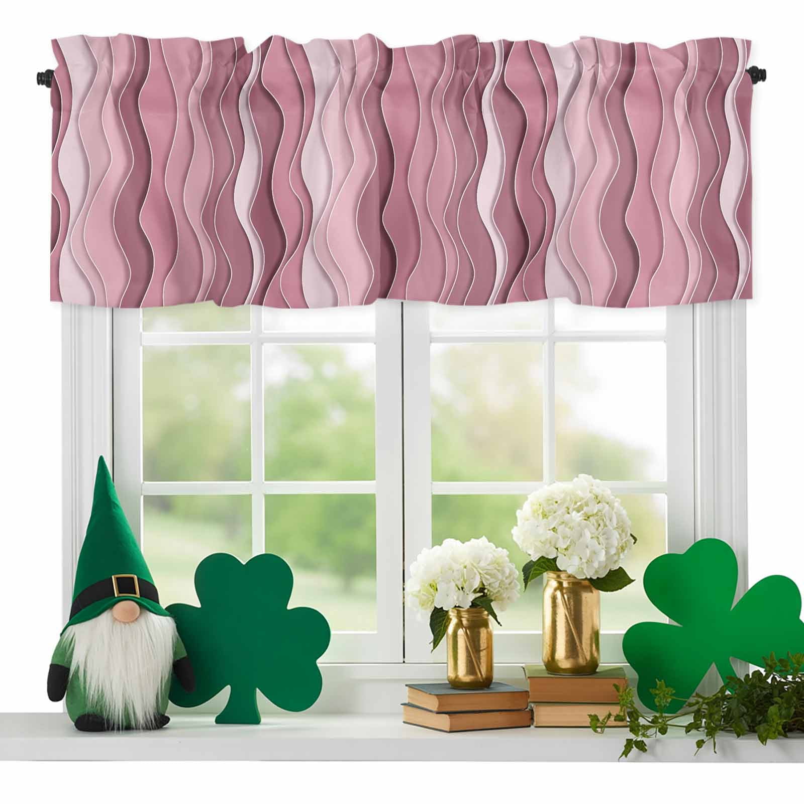 Abstract Valances for Windows, Pink Gradient Waves Beach Lines Rod ...