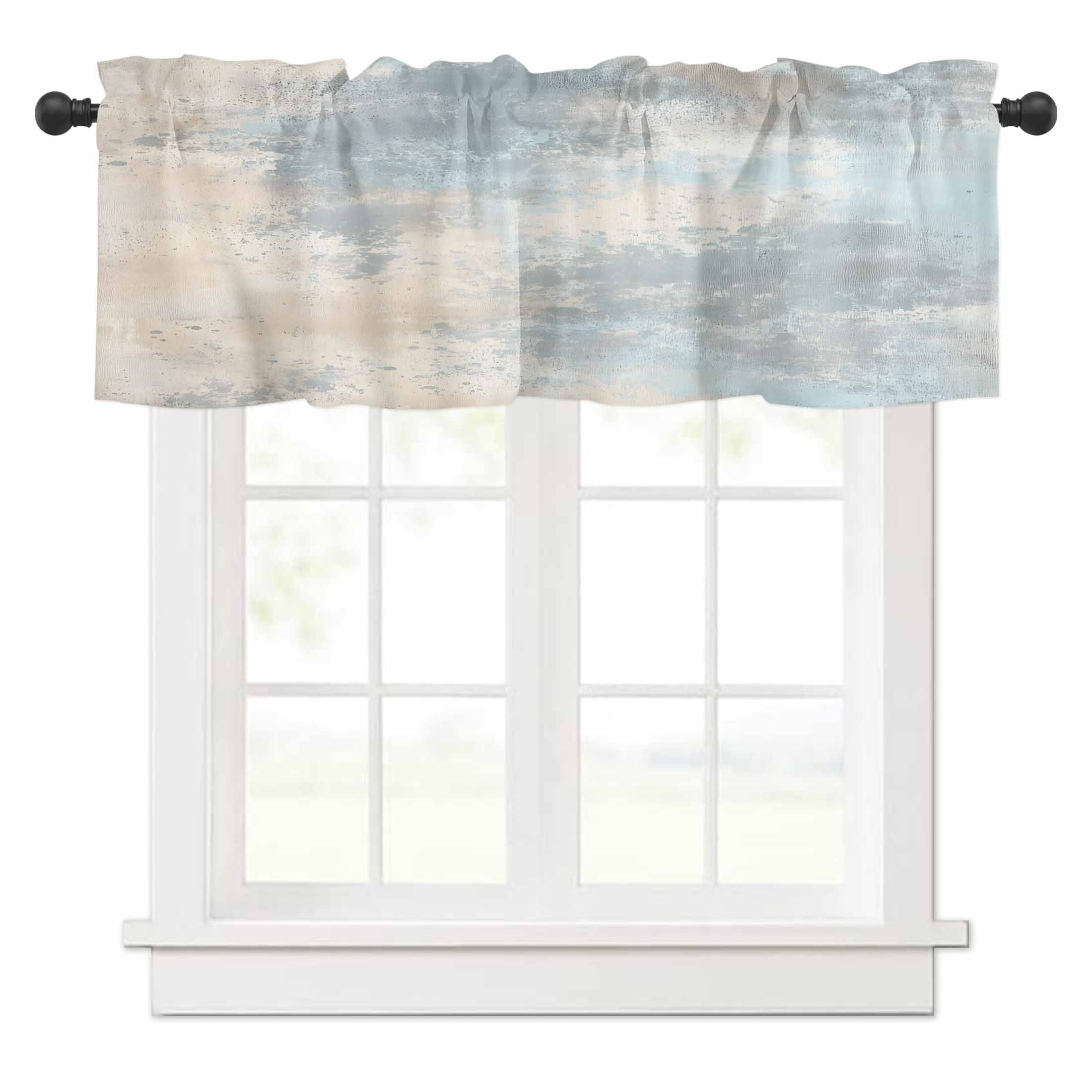 Abstract Valances for Windows Watercolor Teal Brown Gradient Rod Pocket ...