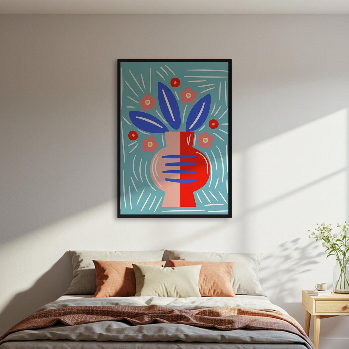 Abstract Vase And Flowers Poster Modern Floral Wall Art Colorful ...