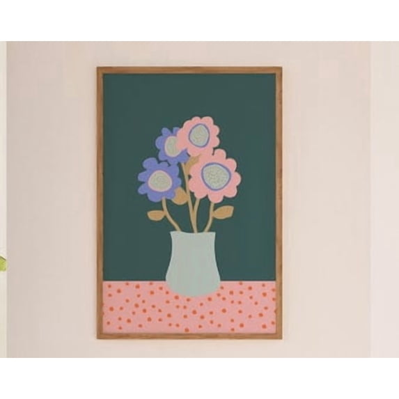 Abstract Vase Poster Teal Bathroom Art Colourful Retro Wall Art Kitchen ...