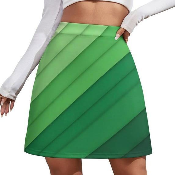 Abstract Vector Green Vertical Stripes Women's High Waist Skirt ...