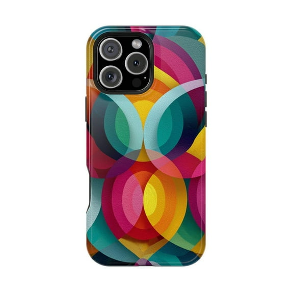 Abstract Vector Pattern in Teal, Pink & Yellow Case for iPhone 11,12,13 ...