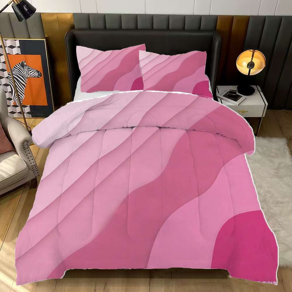 Abstract Vector Pink Wave Comforter Set Full Size Bedding Set For Travl ...