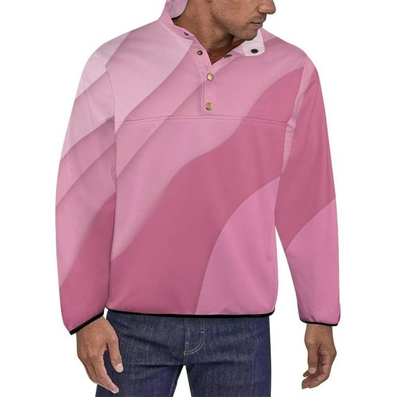Abstract Vector Pink Wave Men's Stand Collar Sweater Long Sleeve ...