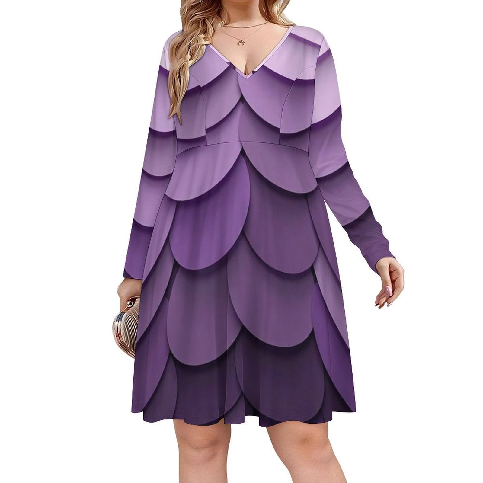 Abstract Vector Purple Disc Long Sleeve Dresses For Women Vintage ...