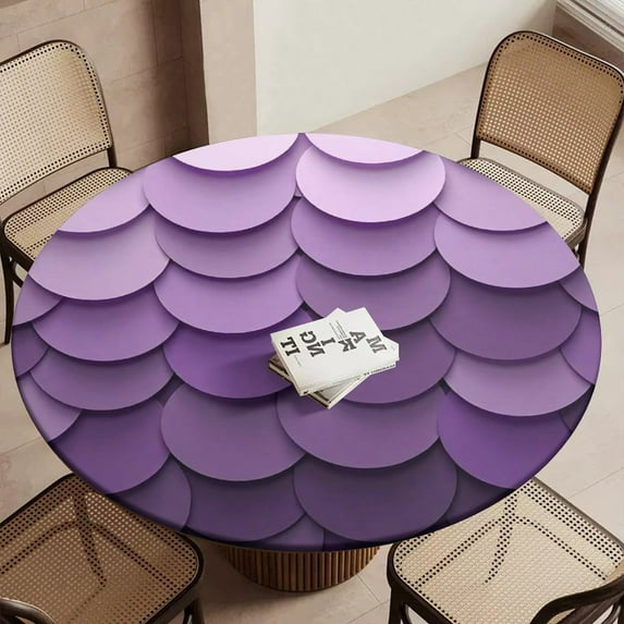 Abstract Vector Purple Disc Round Table Cover Kitchen Printed ...