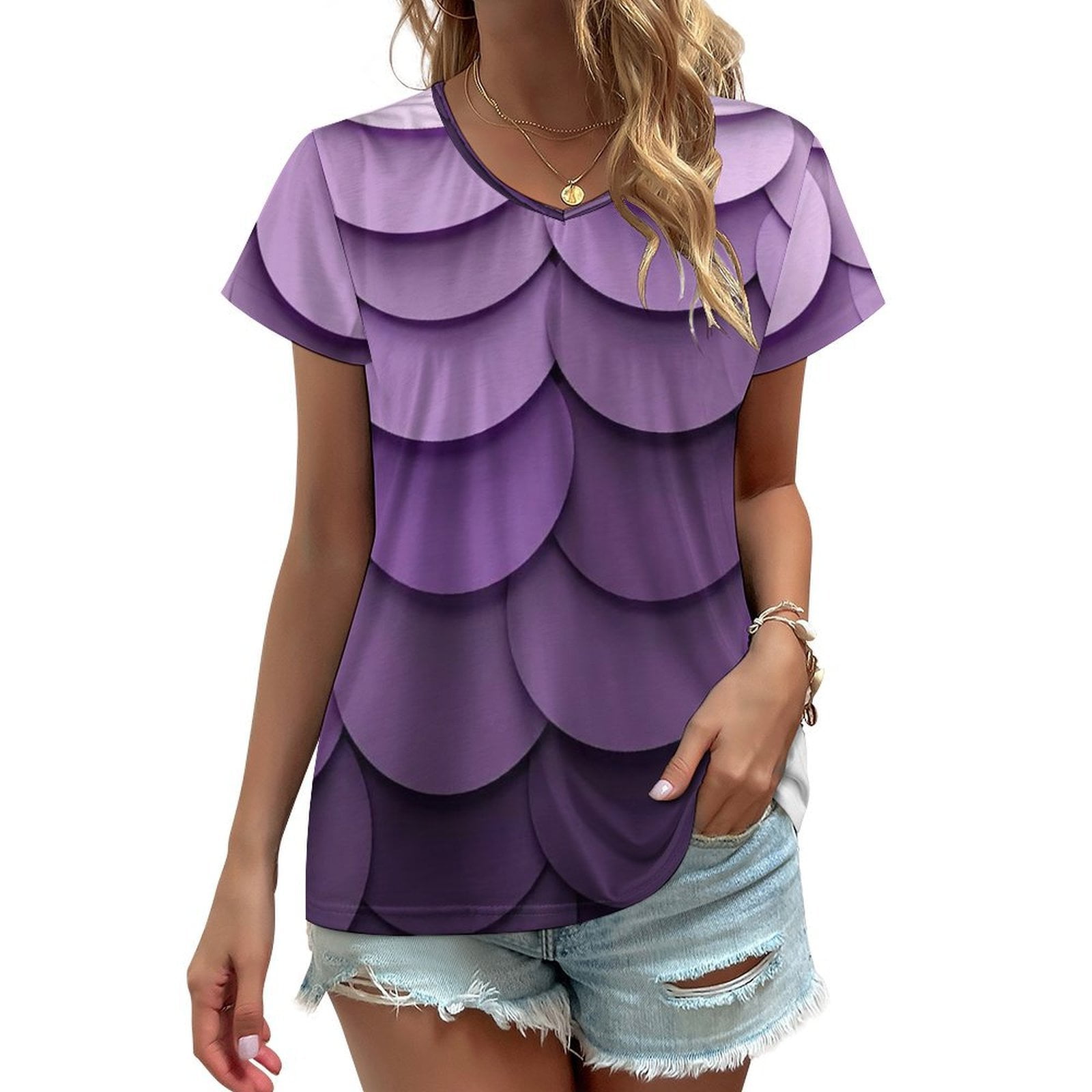 Abstract Vector Purple Disc Women's Blouse Short Sleeve Women's Top T ...