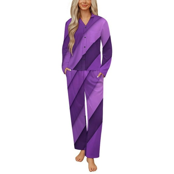 Abstract Vector Purple Vertical Stripes Womens Pyjamas Set Button Up ...