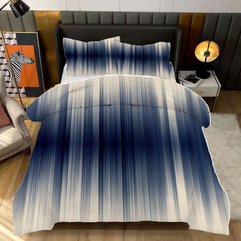 Abstract Vertical Blurry Lines Comforter Set Full Size Bedding Set For ...