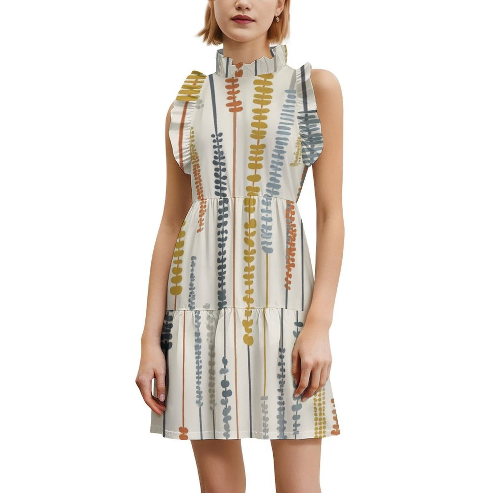 Abstract Vertical Plant Pattern Women's Fashion Casual Dress Summer ...