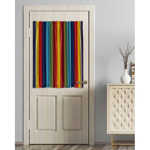 Abstract Vertical Striped Blackout Door Curtains for French, Glass ...