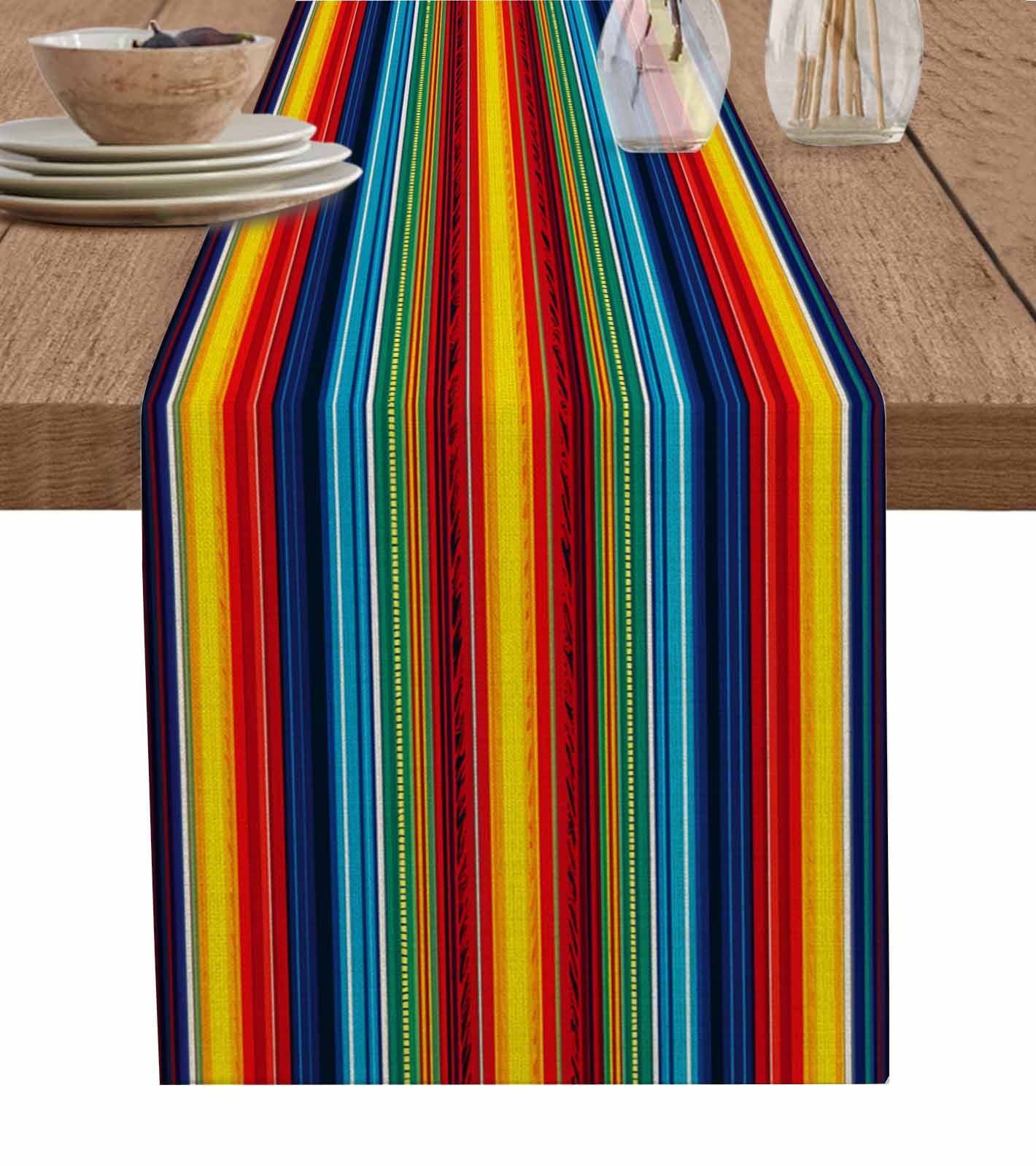 Abstract Vertical Striped Burlap Cotton Table Runner 13x48 Inches Long ...