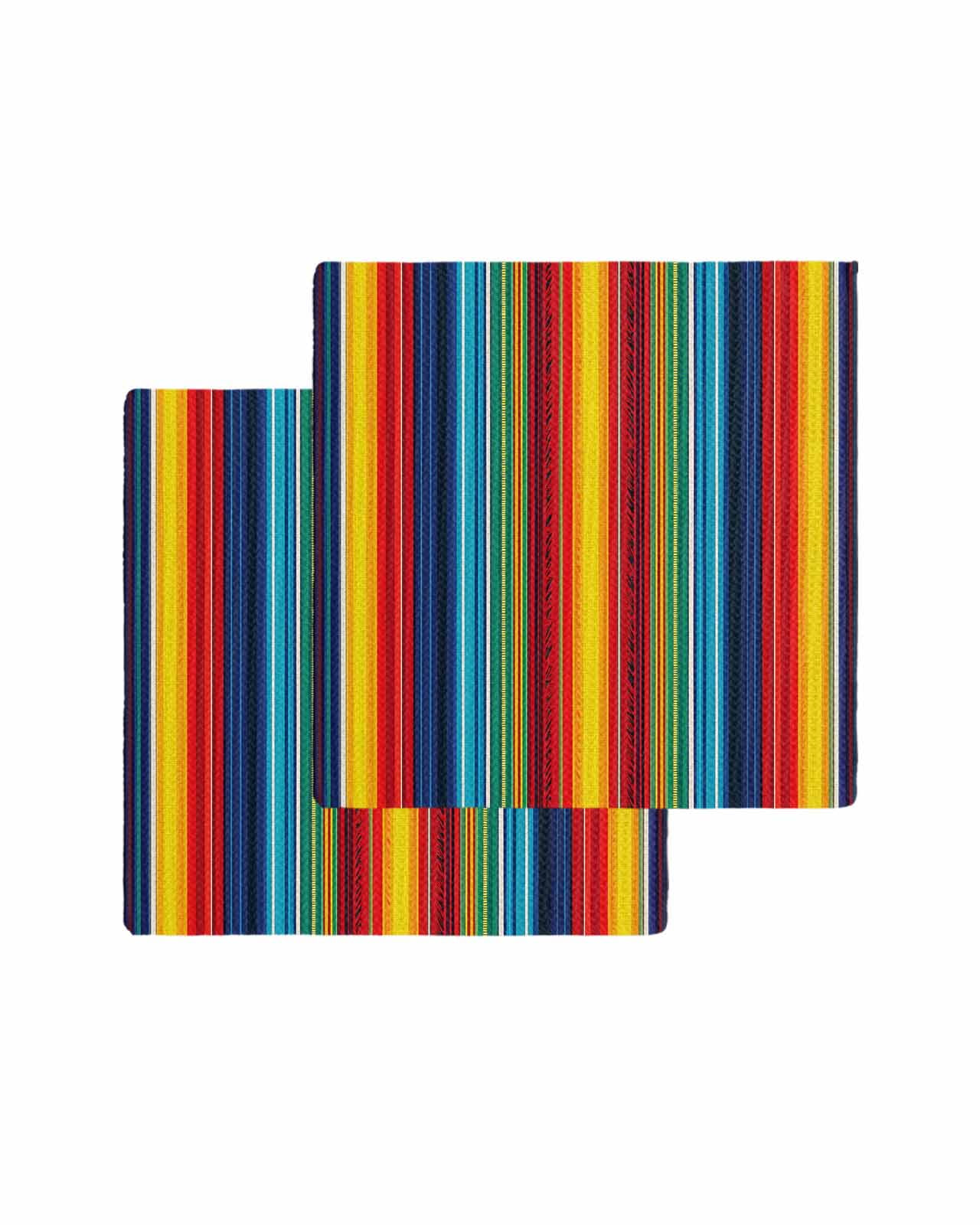 Abstract Vertical Striped Kitchen Dish Towels for Drying Dishes Set of 2, Colorful Rainbow ...