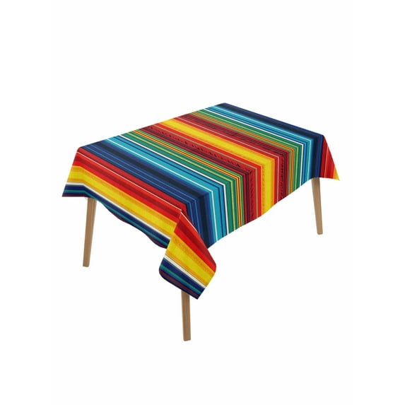 Abstract Vertical Striped Table Cloth, Colorful Rainbow Stripes Retro ...
