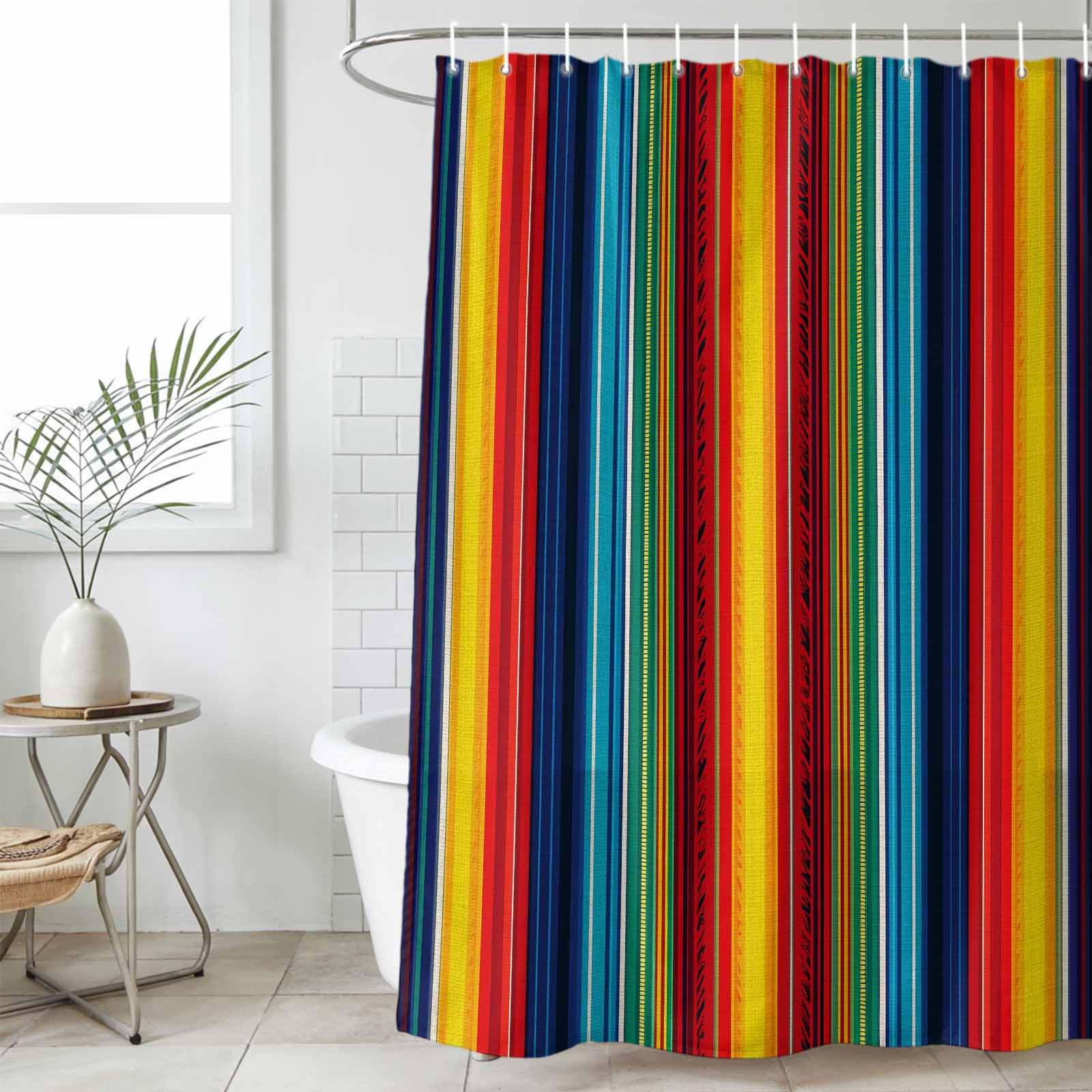 Abstract Vertical Striped Waterproof Fabric Shower Curtain,Colorful ...