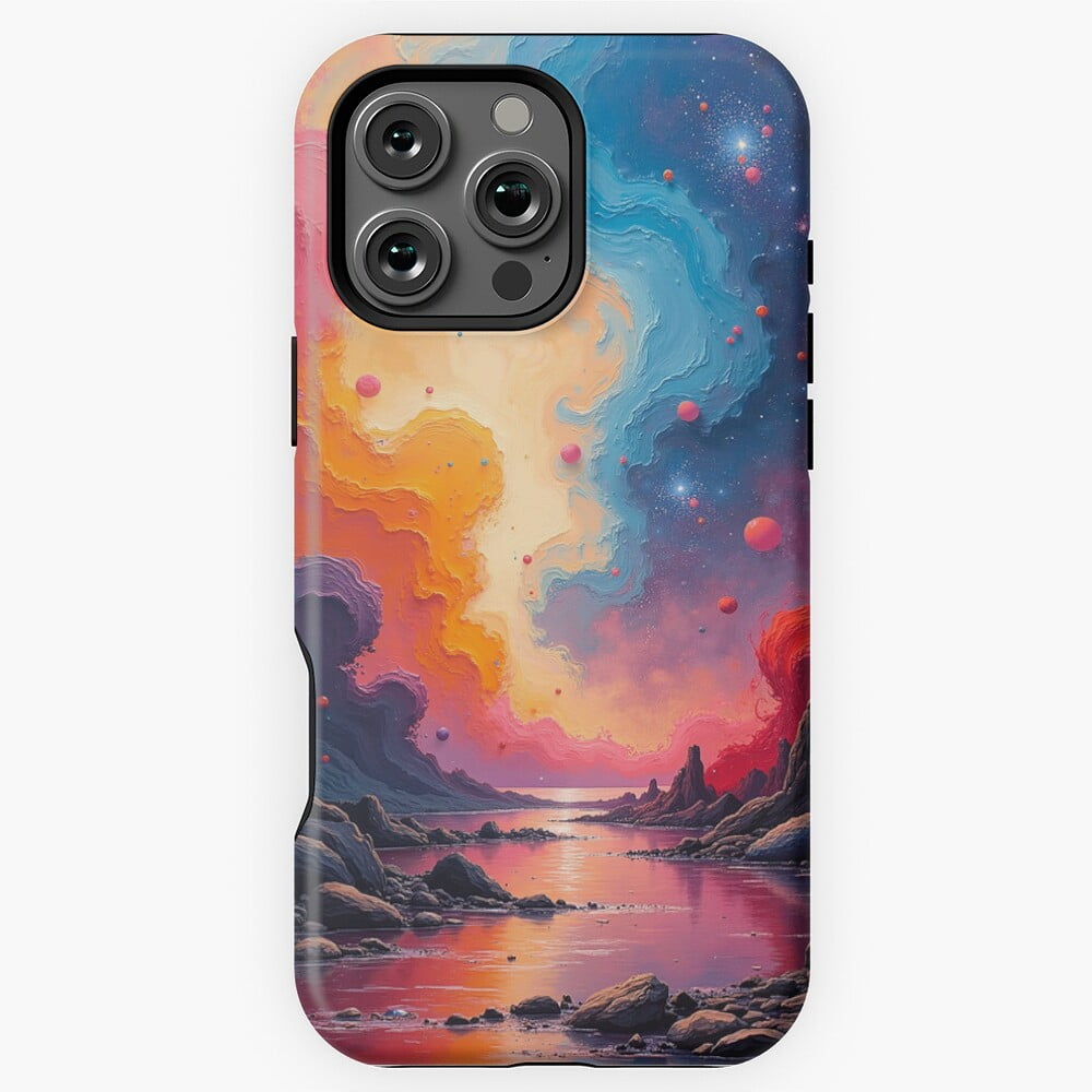Abstract Vibrant Cosmic Landscape Art iPhone Case 11 12 13 14 15 16 17 ...