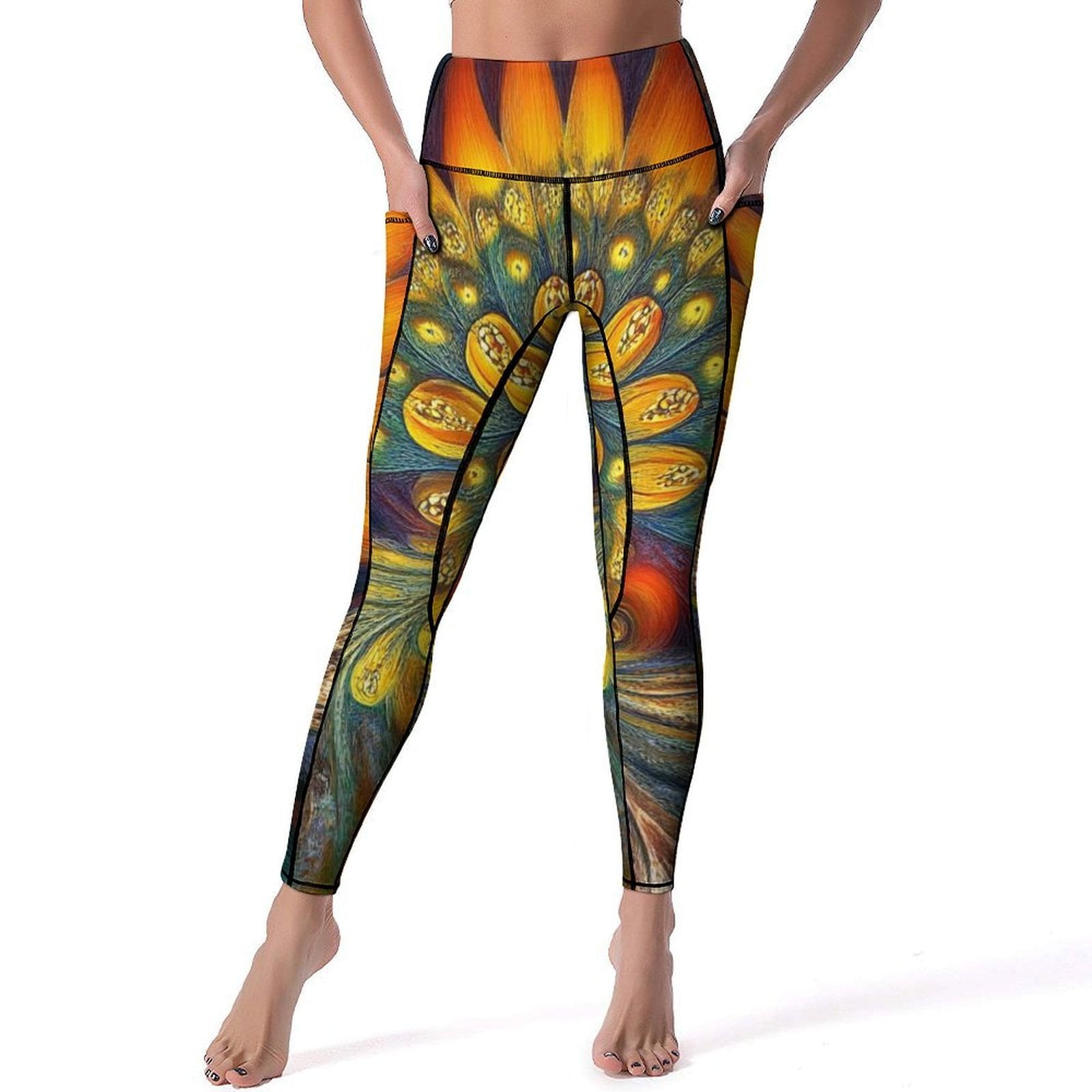 Abstract Vibrant Fractal Artwork Leggings Gym Wear Gym Sportswear Woman ...