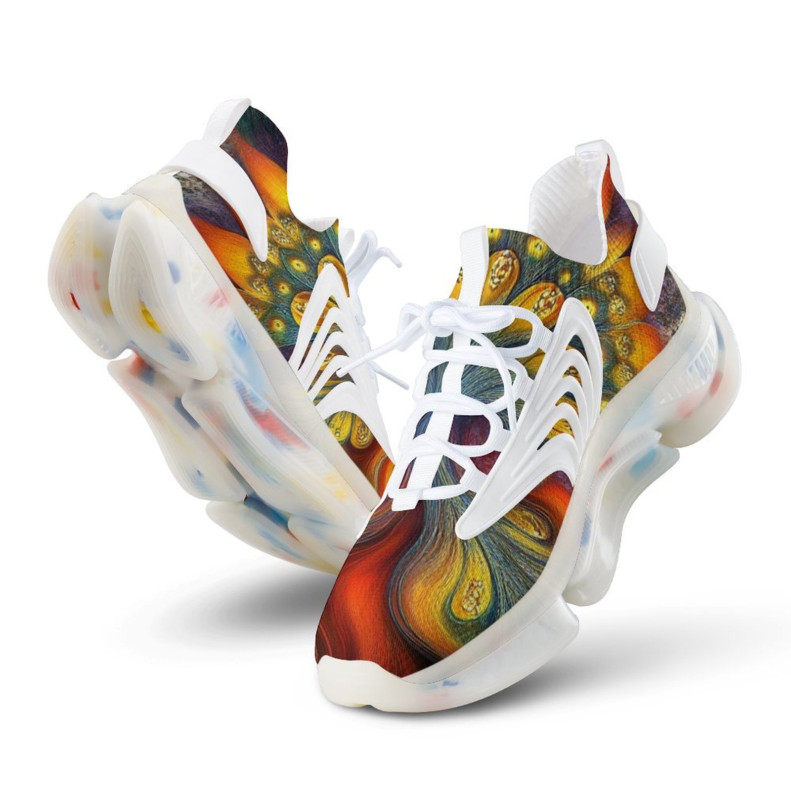 Abstract Vibrant Fractal Artwork Walking Shoes for Men Woman ...