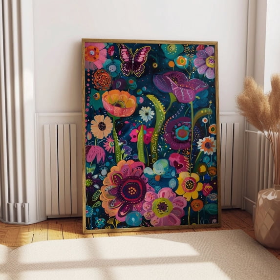 Abstract Vibrant Wall Art Maximalist Print Floral Modern Art Colorful ...