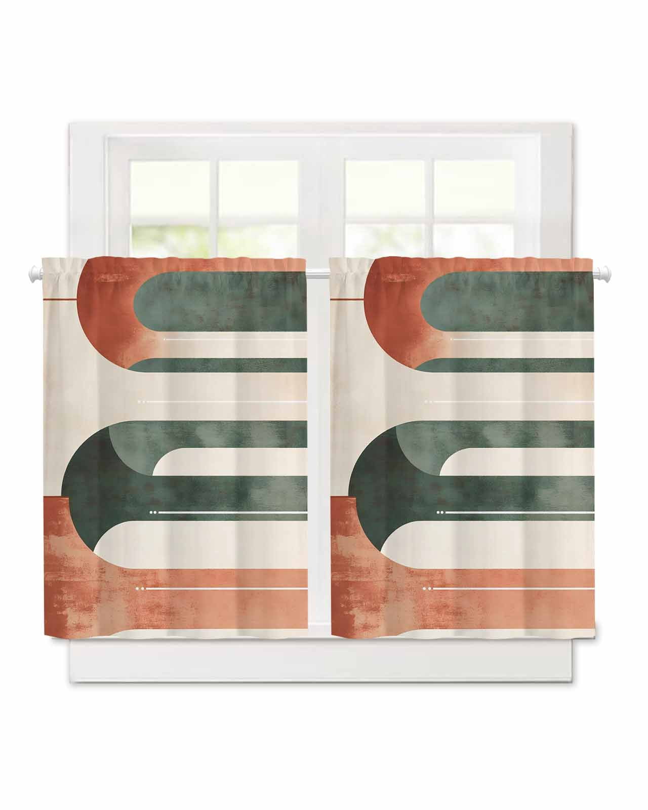 Abstract Vintage Geometric Arch Short Blackout Curtains 36 Inch Long ...