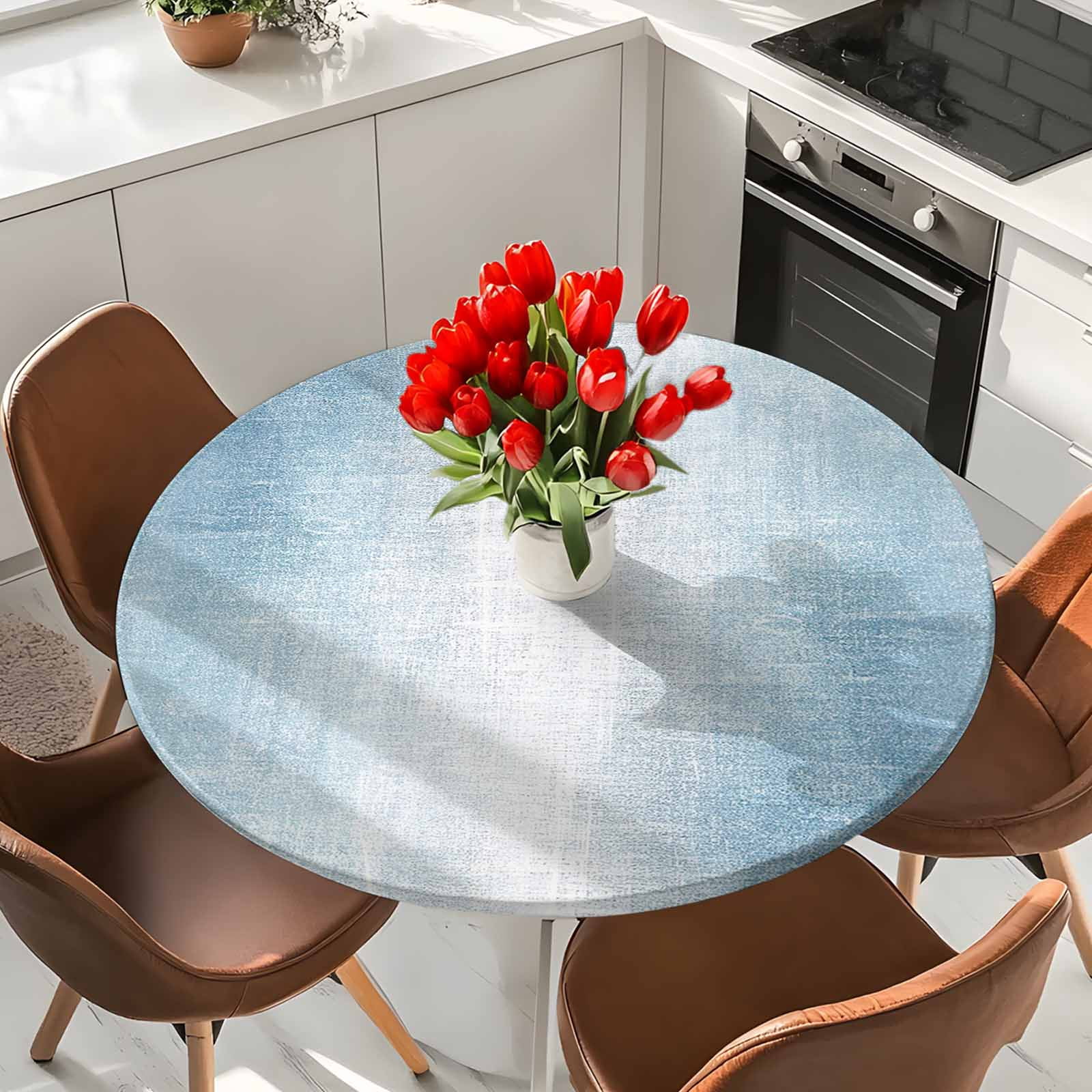 Abstract Vintage Oil Painting Art Round Fitted Tablecloth with Elastic ...