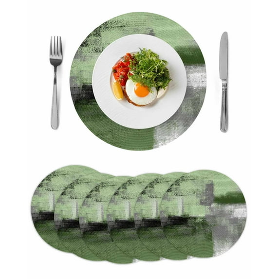 Abstract Vintage Oil Painting Round Table Placemats set of 6, Sage ...