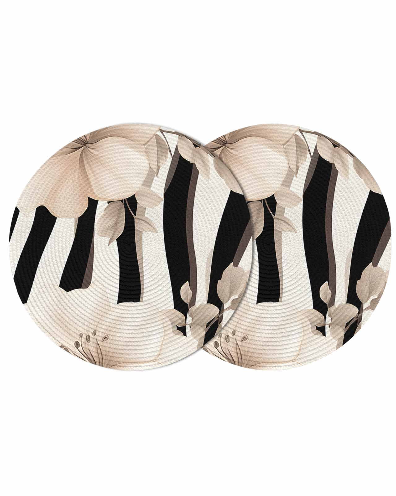 Abstract Vintage Round Table Placemats set of 2, Zebra Texture Pattern ...