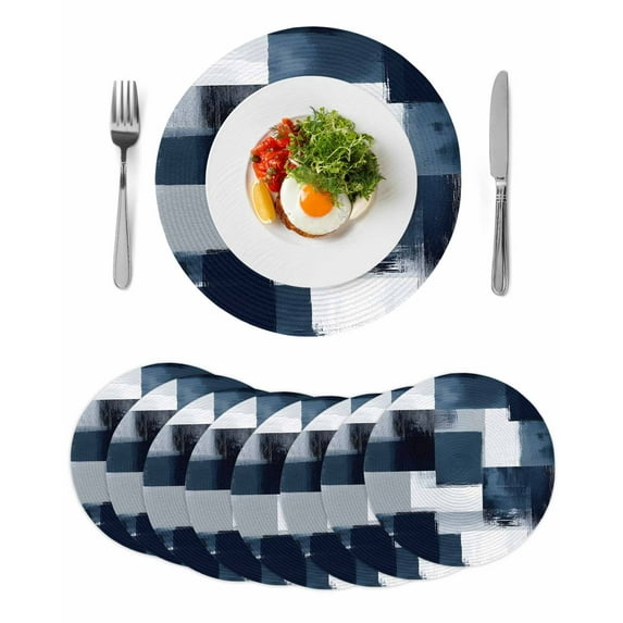 Abstract Vintage Round Table Placemats set of 8, Art Oil Painting ...