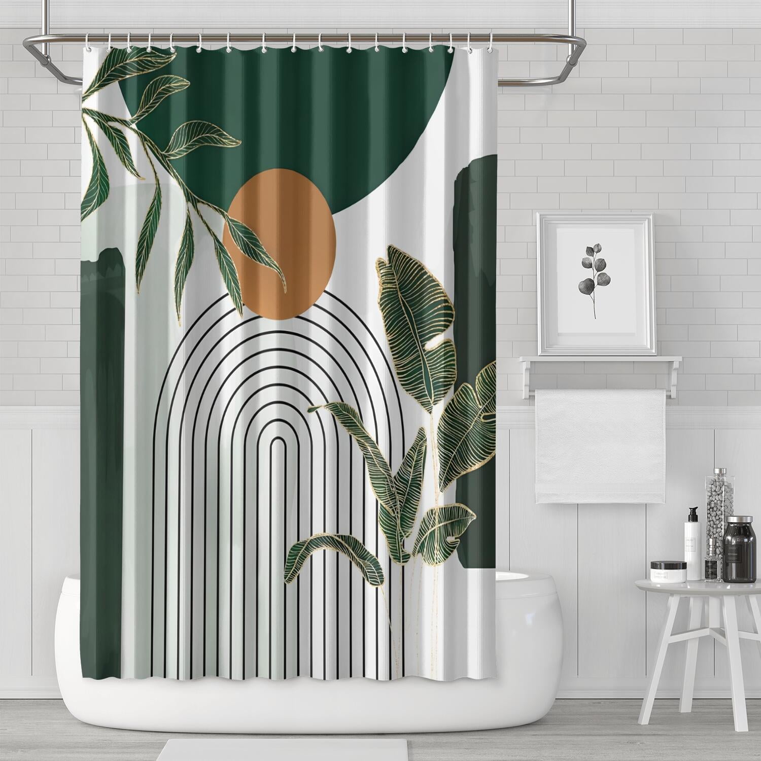 Abstract Vintage Shower Curtain, Floral Hippie Waterproof Bath Drapes ...