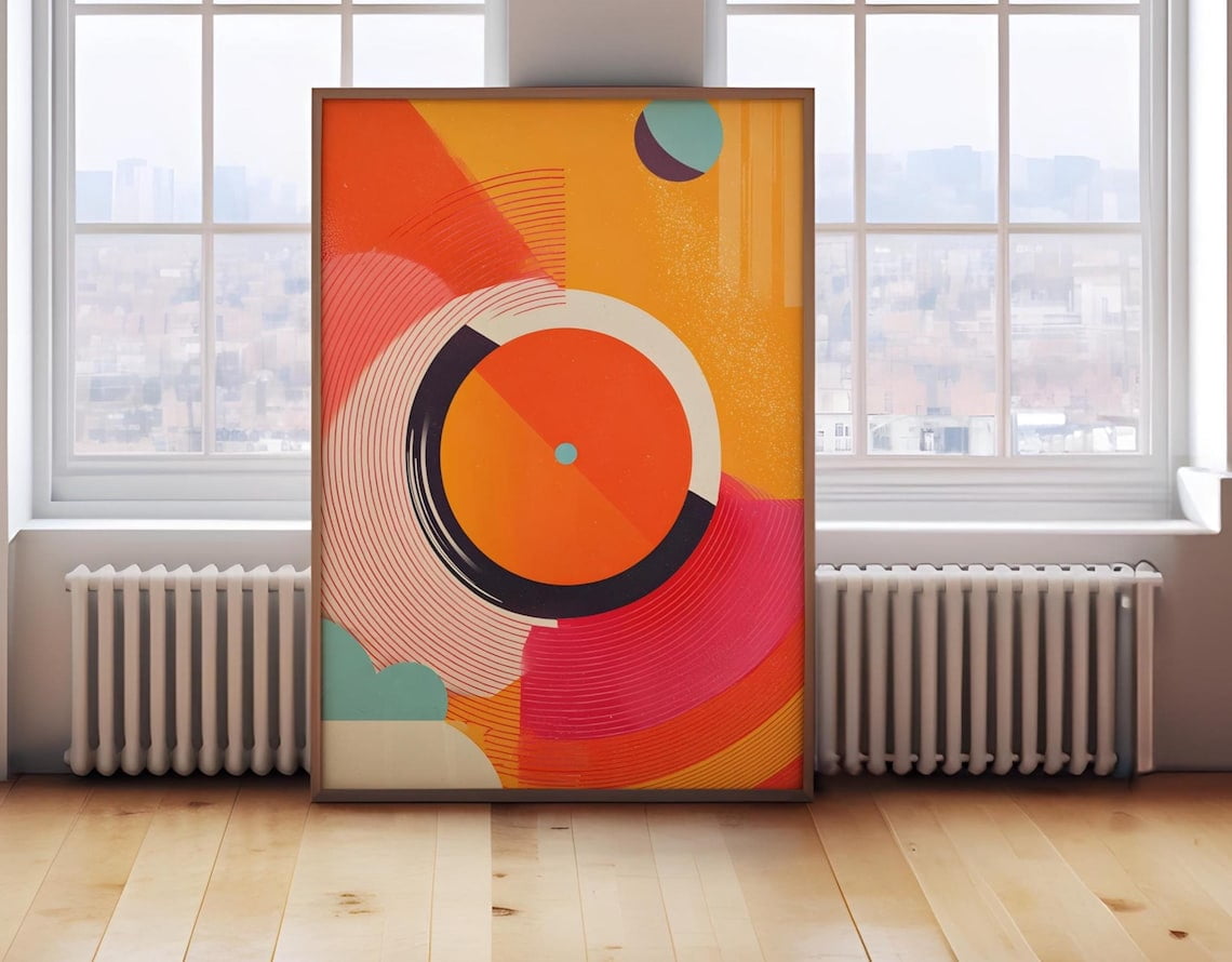Abstract Vinyl Record Wall Art, Retro Pop Art Music Print, Colorful ...