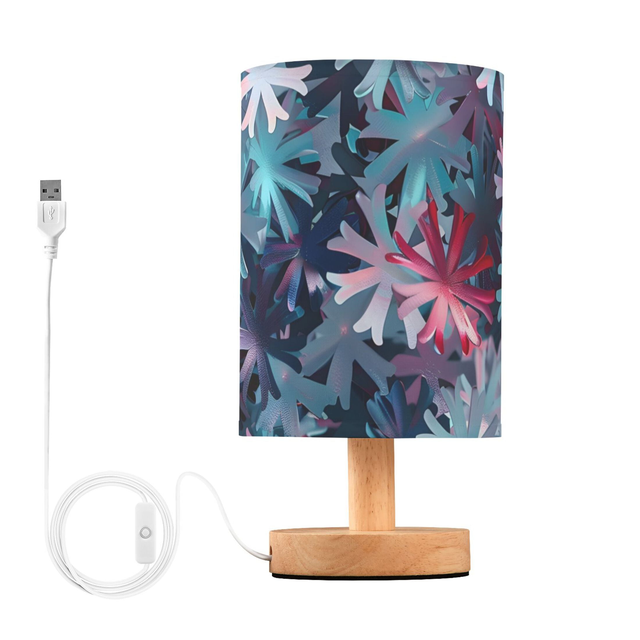 Abstract Vivid Snowflakes Bedside Desk Lamp LED Table Nightstand Lamps ...