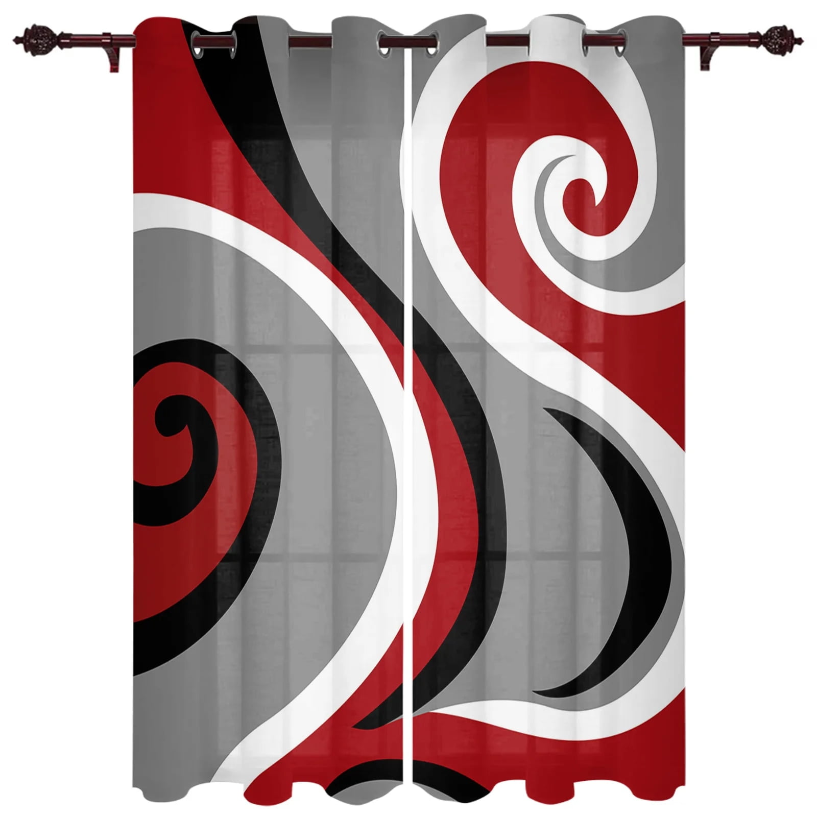 Abstract Vortex Red Curtains for Bedroom Living Room Window Curtain ...